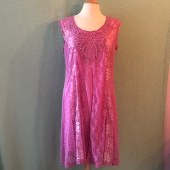 The Pyramid Collection | Dresses | Pink Embroidered And Lace Dress Xl ...